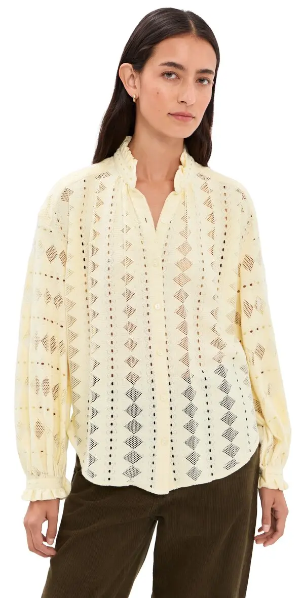 Alix Of Bohemia Poet Savanna Lattice Blouse - Off-white