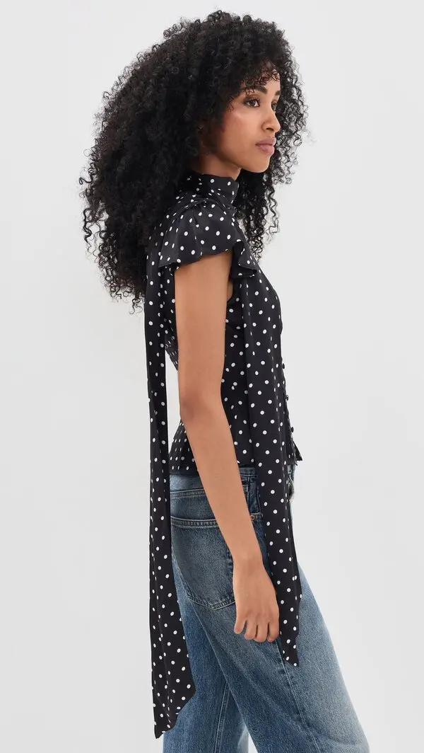 GUIZIO Ara Blouse - Black Micro Dot