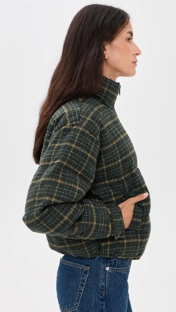 Joe's Jeans The Bruna Brushed Puffer Jacket - Moss Multi Plaid