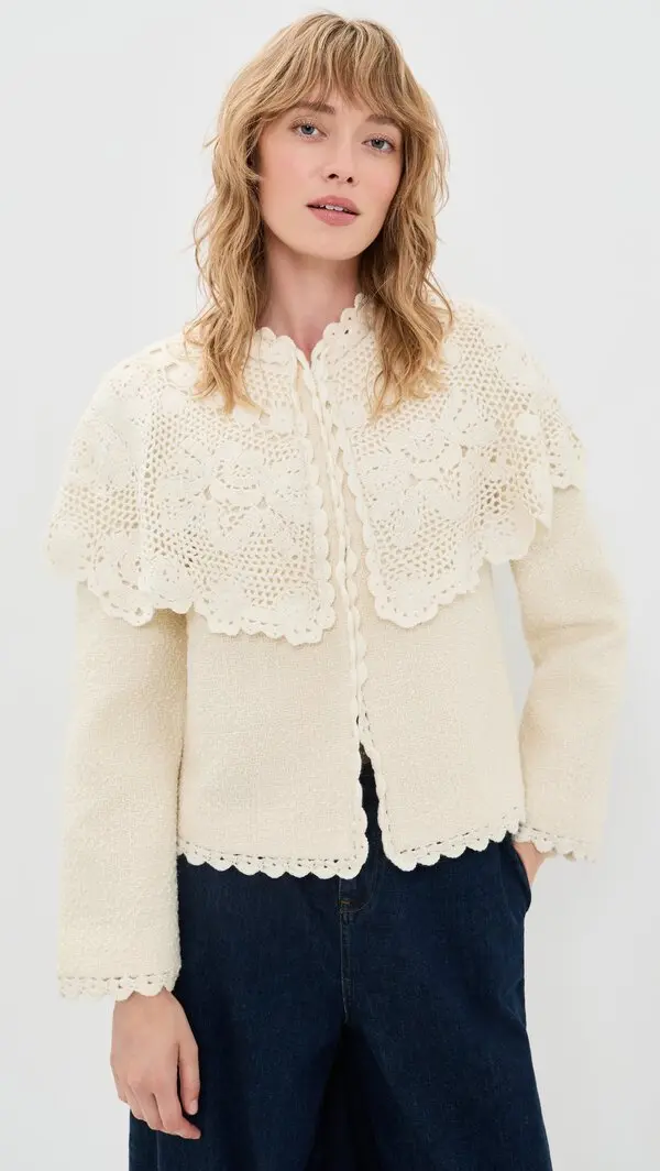 Sea Wright Knit Cape Jacket - Cream