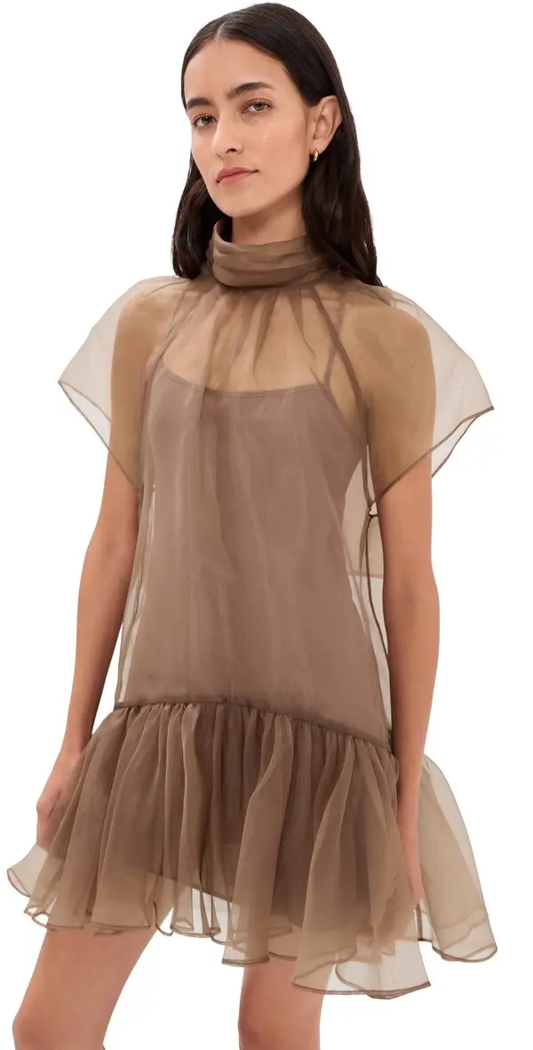 Simkhai Beaux Tiered Mini Dress - Coffee
