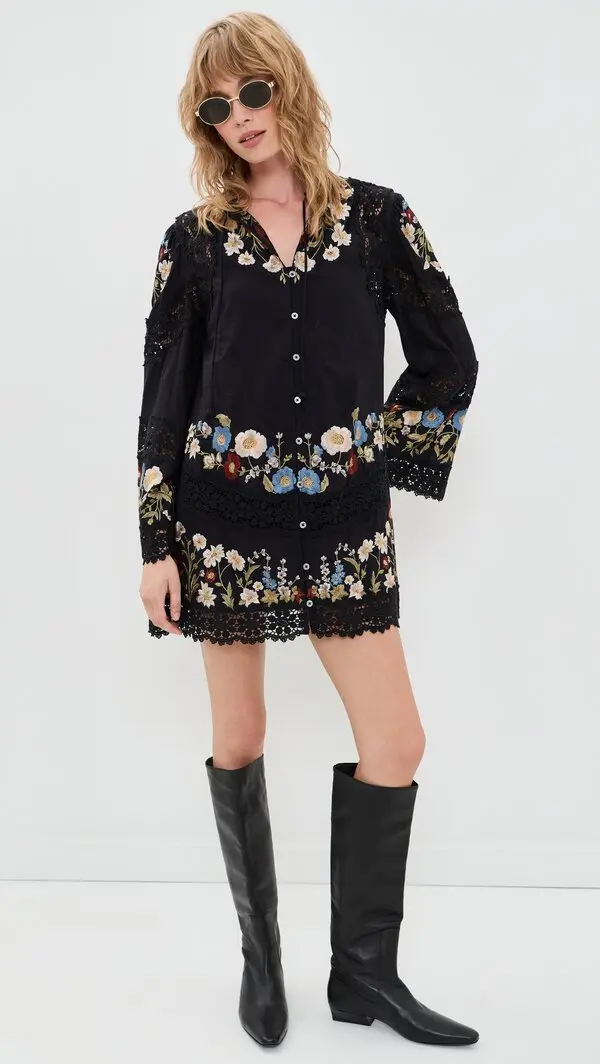 Sea Ruwa Embroidered Flare Mini Dress