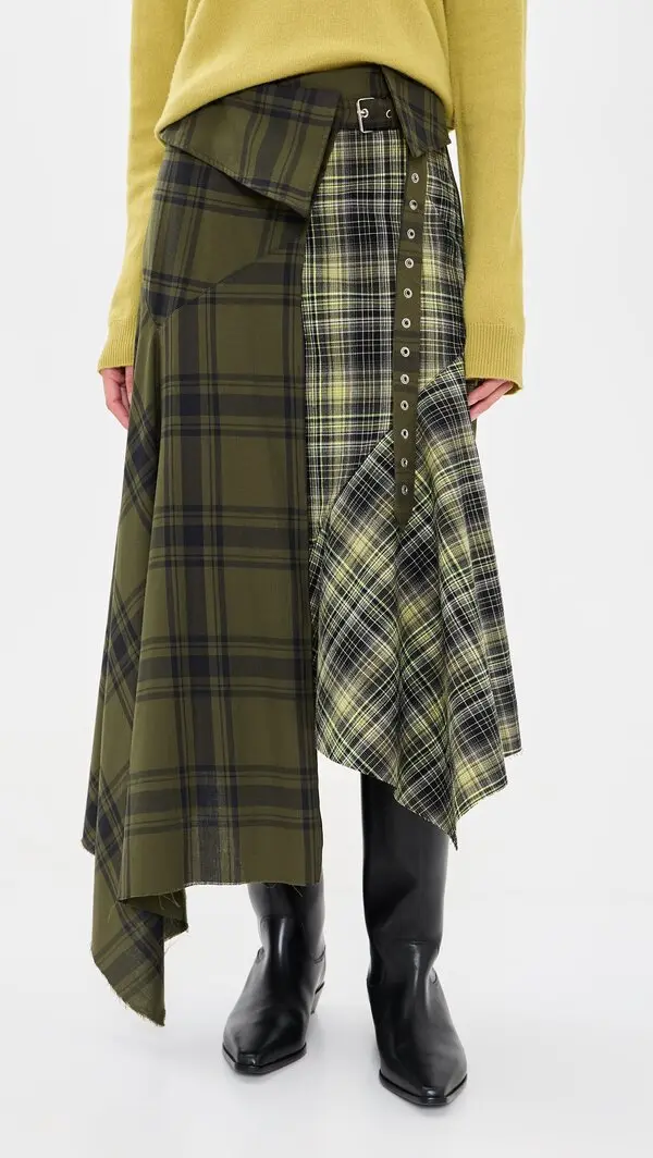 MARQUES' ALMEIDA Plaid Folded Belt Wrap Skirt