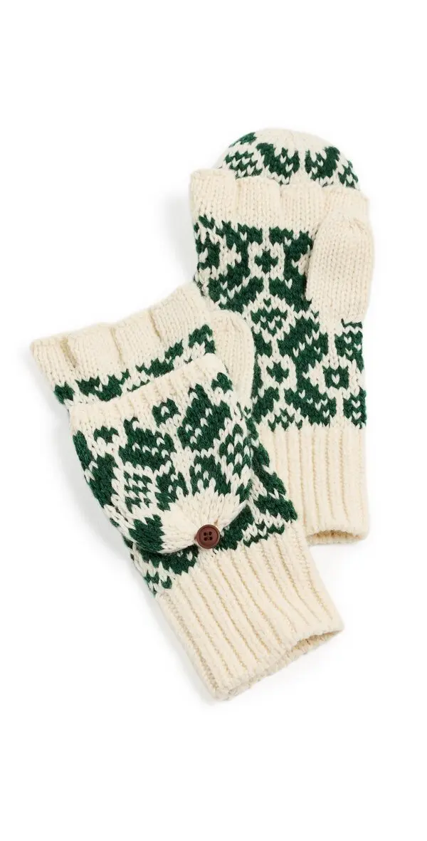 Faherty Brand Diamond Fair Isle Pop Top Mittens