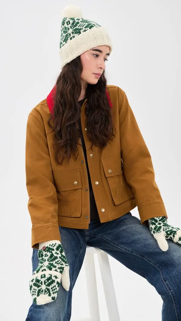 Faherty Brand Diamond Fair Isle Pop Top Mittens