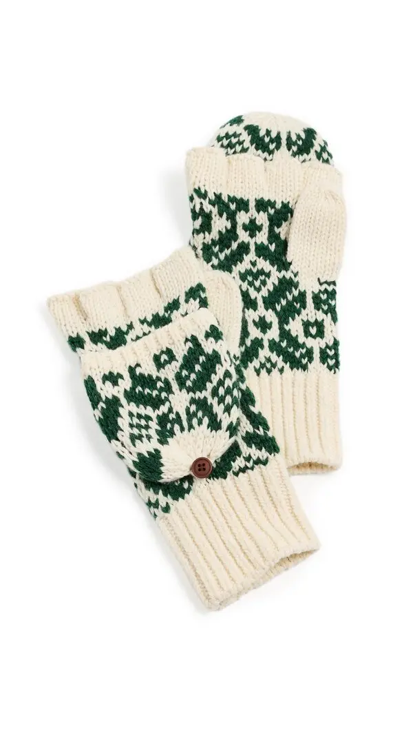 Faherty Brand Diamond Fair Isle Pop Top Mittens