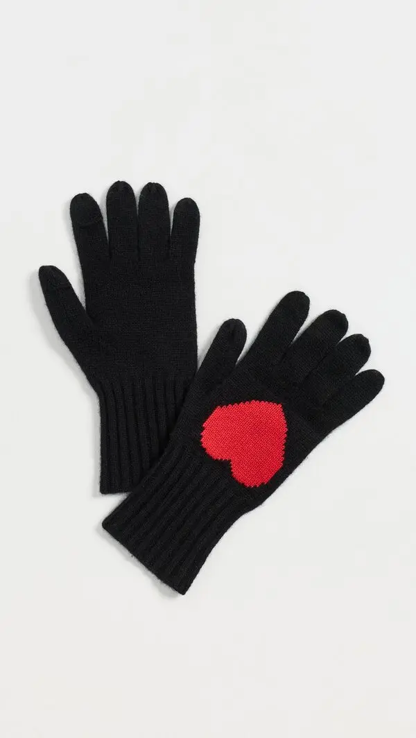 Carolina Amato Cashmere Blend Heart Gloves
