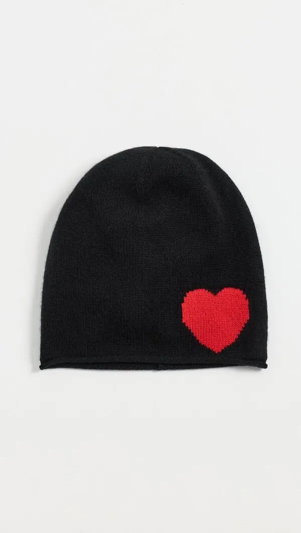 Carolina Amato Cashmere Blend Heart Beanie