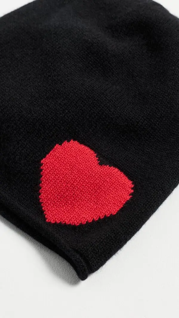 Carolina Amato Cashmere Blend Heart Beanie
