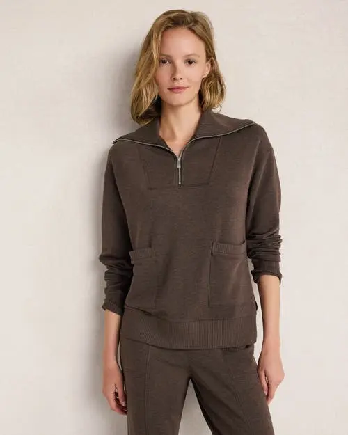 HAVEN WELL WITHIN Fleece Half-zip Pullover - Coconut Shell Hthr