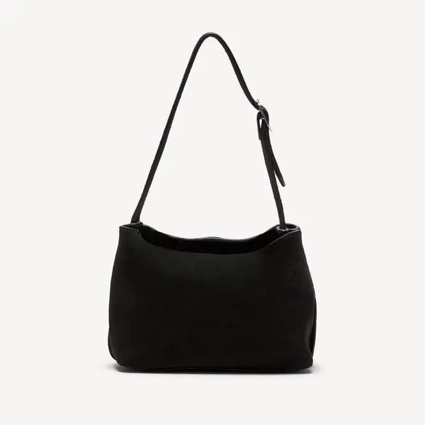Theory Line Mini Shoulder Bag In Suede - Black