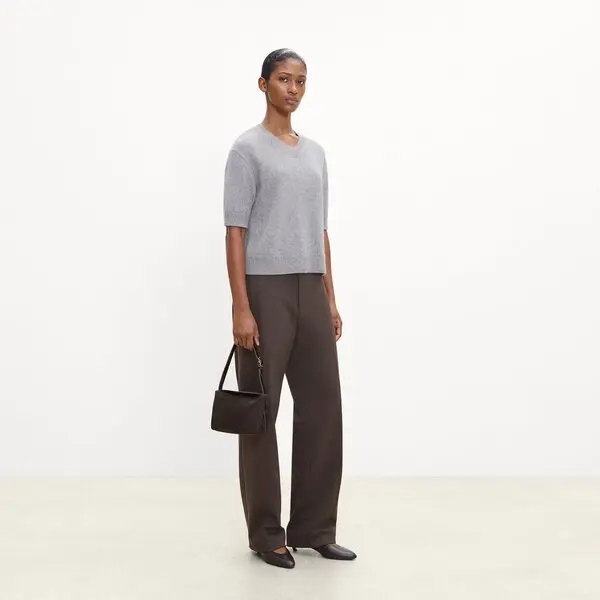 Theory Line Mini Shoulder Bag In Calf Hair - Cacao