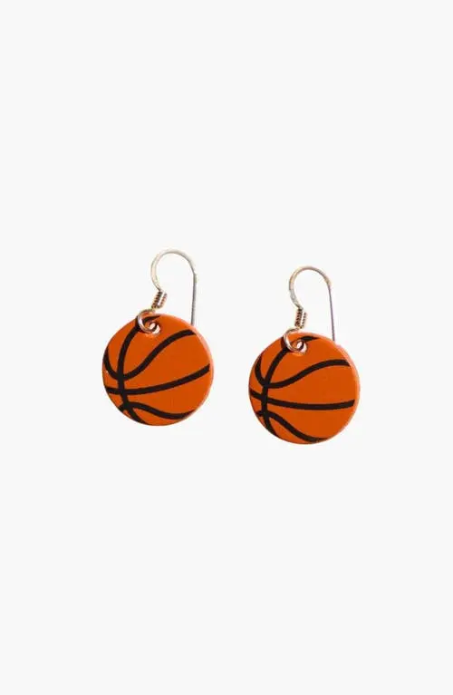 NICKEL & SUEDE Mini Slam Dunk Basketball Earrings - Orange
