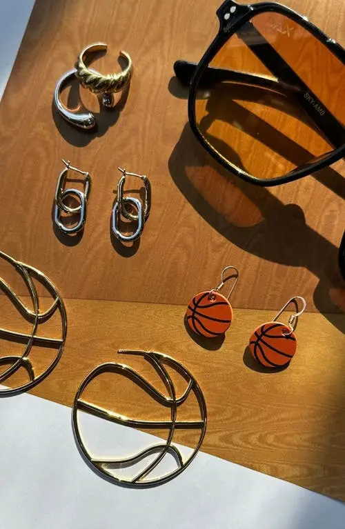 NICKEL & SUEDE Mini Slam Dunk Basketball Earrings