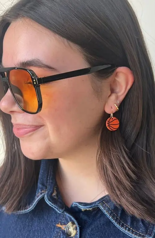 NICKEL & SUEDE Mini Slam Dunk Basketball Earrings