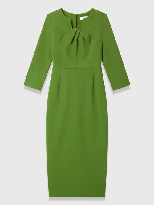 The Fold Sculpted Keyhole Midi Sheath Dress