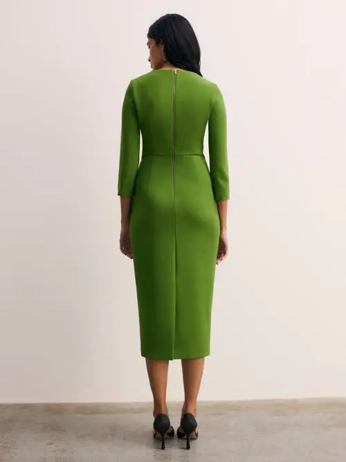 The Fold Sculpted Keyhole Midi Sheath Dress