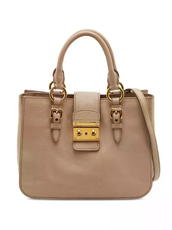 Miu Miu Madras Leather Tote Bag