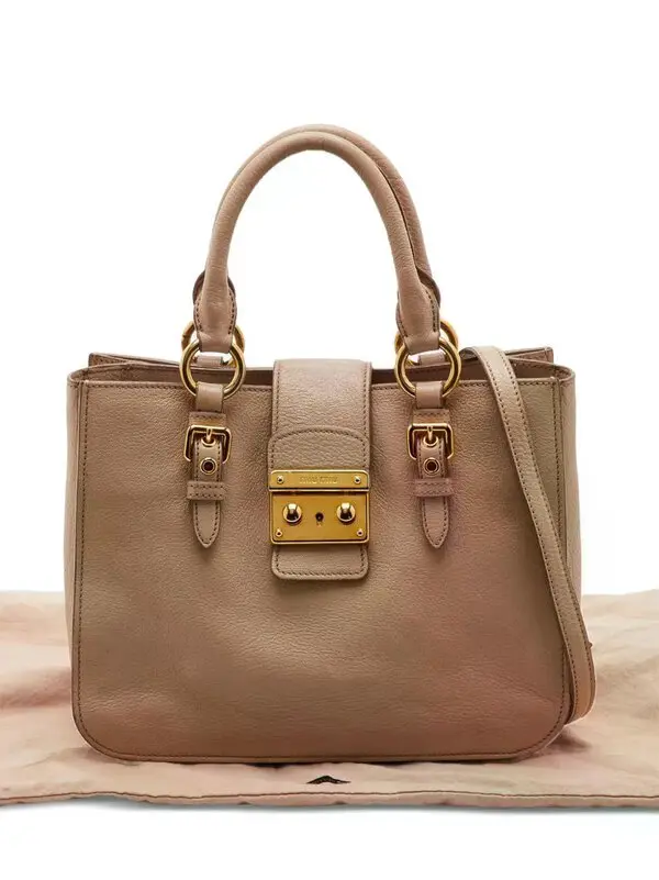 Miu Miu Madras Leather Tote Bag