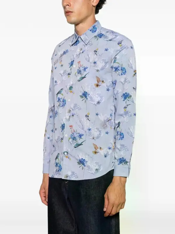 GAZZARRINI Floral-print Bird-motif Shirt