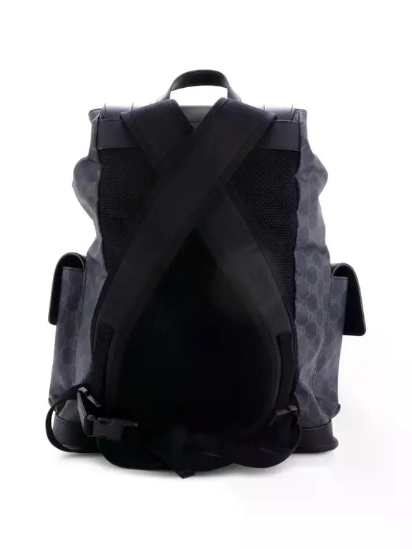 Gucci Double Pocket Buckle Gg Coated Canvas Large Backpack