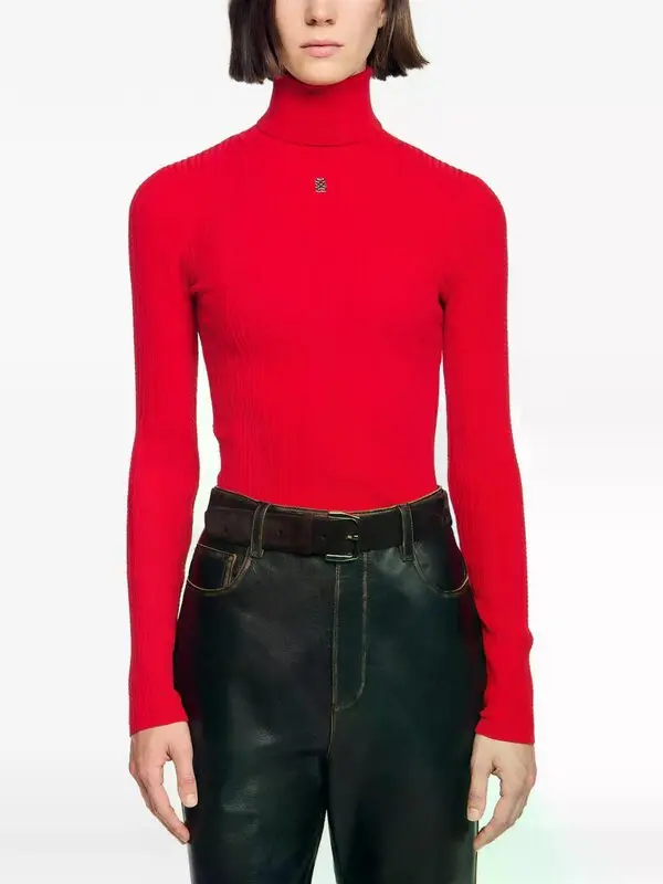 Sandro Turtleneck Cable-knit Sweater - Red