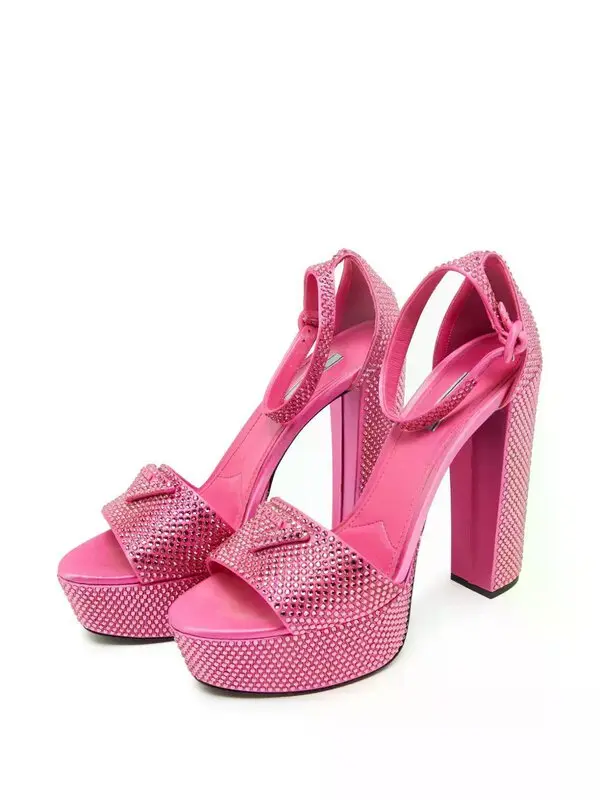 Prada Crystal-embellished Ankle-strap Sandals - Pink