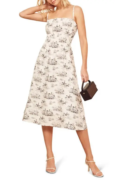 REFORMATION Faust A-line Linen Dress - Britannia