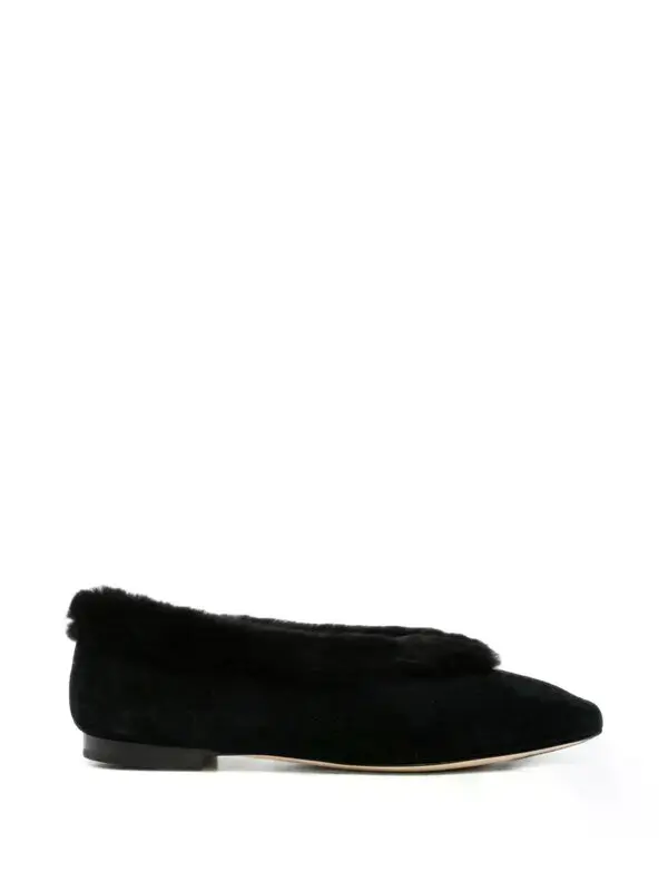JIMMY CHOO Margot Shearling Ballet Flats - Black