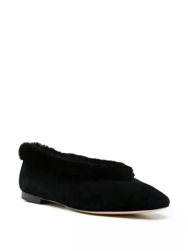 JIMMY CHOO Margot Shearling Ballet Flats - Black