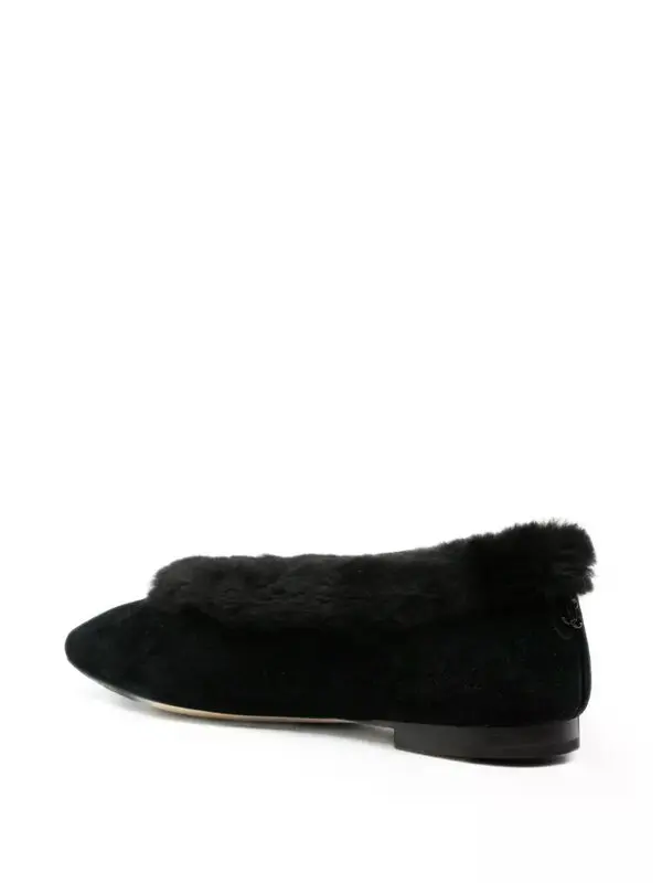 JIMMY CHOO Margot Shearling Ballet Flats - Black