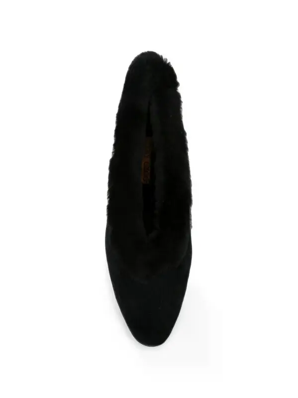 JIMMY CHOO Margot Shearling Ballet Flats - Black