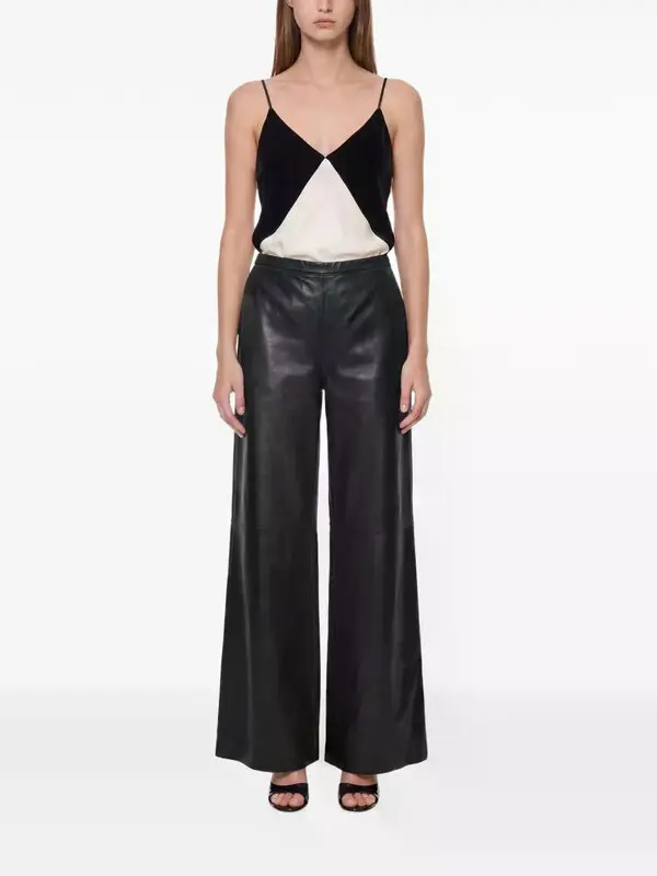 FORTE_FORTE Wide-leg Leather Trousers - Green
