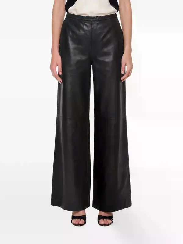 FORTE_FORTE Wide-leg Leather Trousers - Green