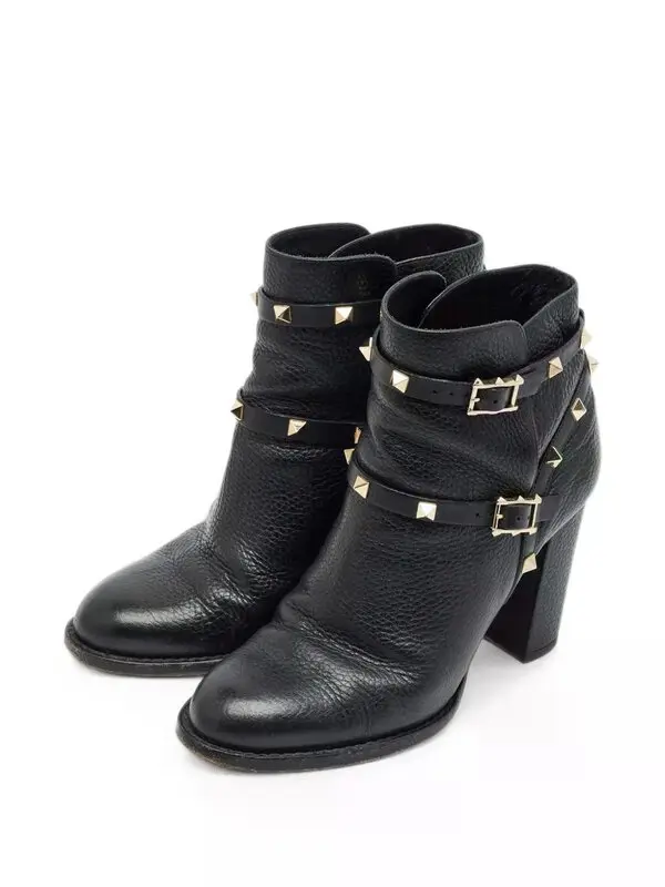Valentino Garavani Rockstud Buckled Ankle Boots - Black