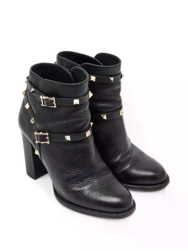 Valentino Garavani Rockstud Buckled Ankle Boots