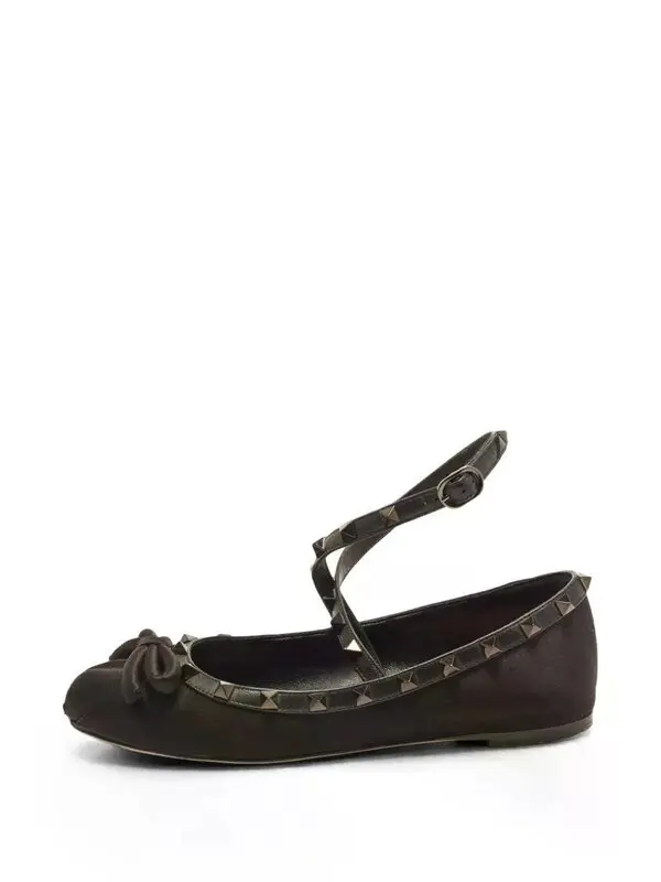 Valentino Garavani Rockstud Bow-detail Ballet Flats - Black