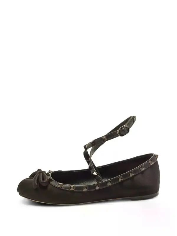 Valentino Garavani Rockstud Bow-detail Ballet Flats - Black