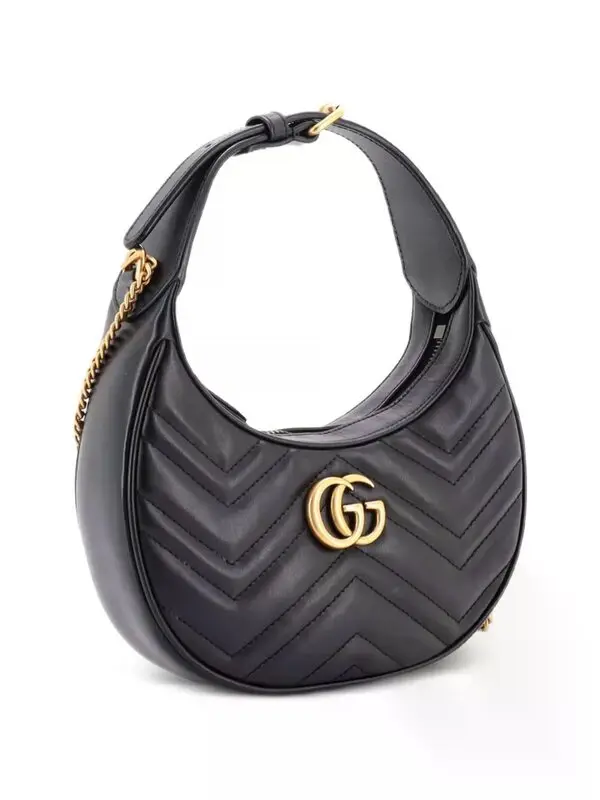 Gucci Gg Marmont Half Moon Matelasse Leather Mini Hobo Bag - Black