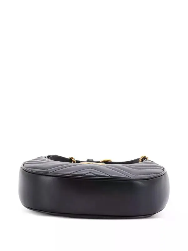 Gucci Gg Marmont Half Moon Matelasse Leather Mini Hobo Bag - Black