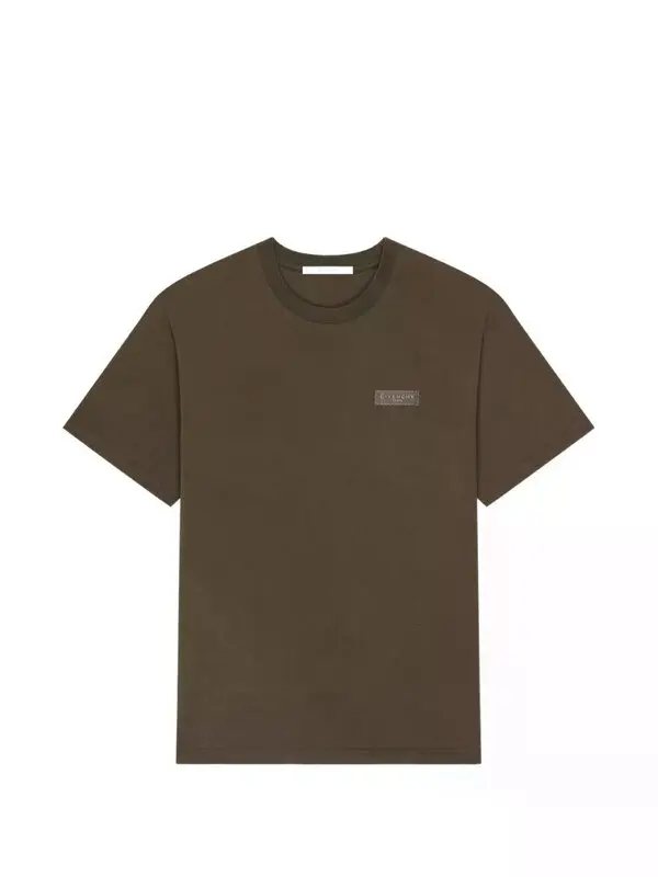 Givenchy T-shirt In Cotton With Paris Gros Grain - Brown