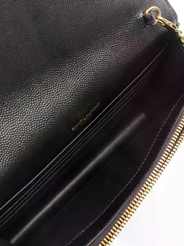Saint Laurent 2010s Cassandra Envelope Chain Calf Leather Wallet - Black