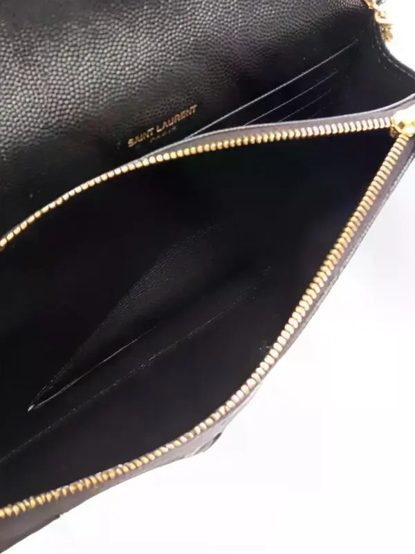 Saint Laurent 2010s Cassandra Envelope Chain Calf Leather Wallet