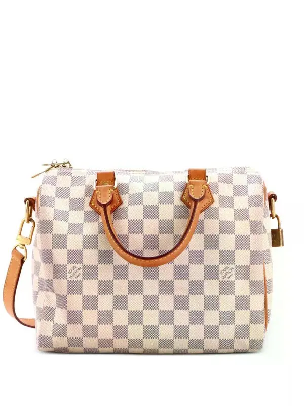 LOUIS VUITTON Speedy Bandouliere Bag Damier 25 Satchel - White