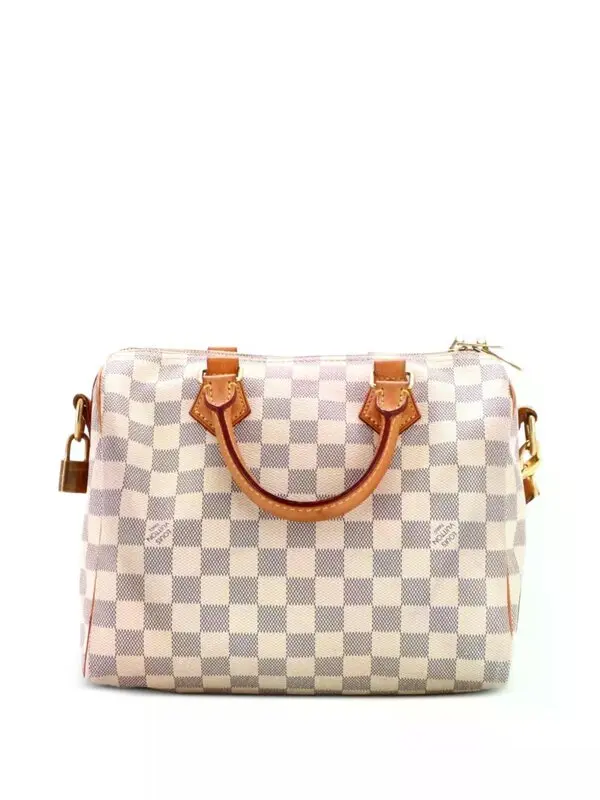 LOUIS VUITTON Speedy Bandouliere Bag Damier 25 Satchel - White