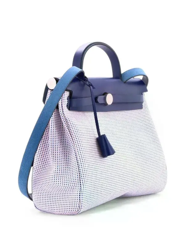Hermès Herbag Zip Quadrille Canvas And Leather 31 Shoulder Bag