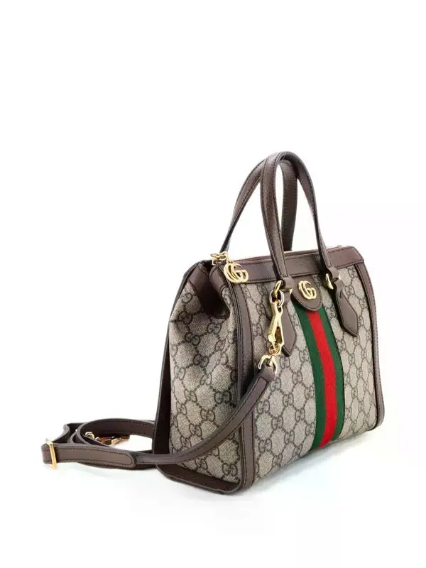 Gucci Ophidia Top Handle Gg Coated Canvas Small Tote Bag - Brown
