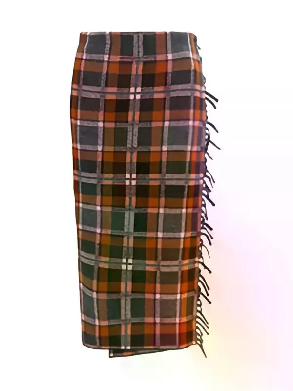 Guest In Residence Tartan Fringe-trim Midi Skirt