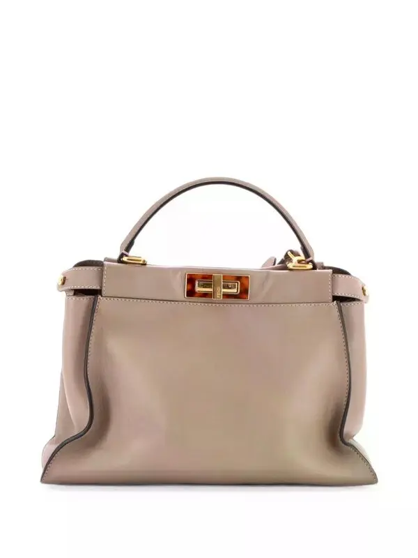 Fendi Peekaboo Bag Leather With Tortoise Detail Regular Shoulder Bag - Brown