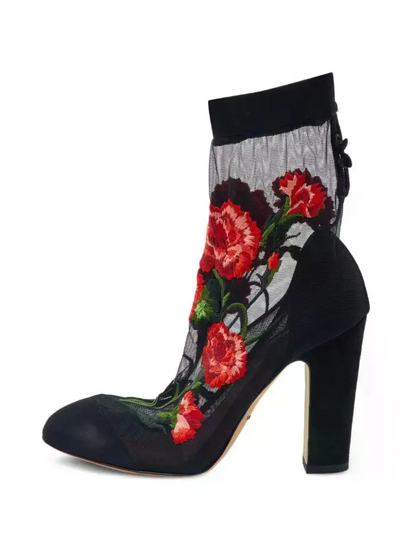 Dolce & Gabbana Floral-embroidered Mesh Ankle Boots